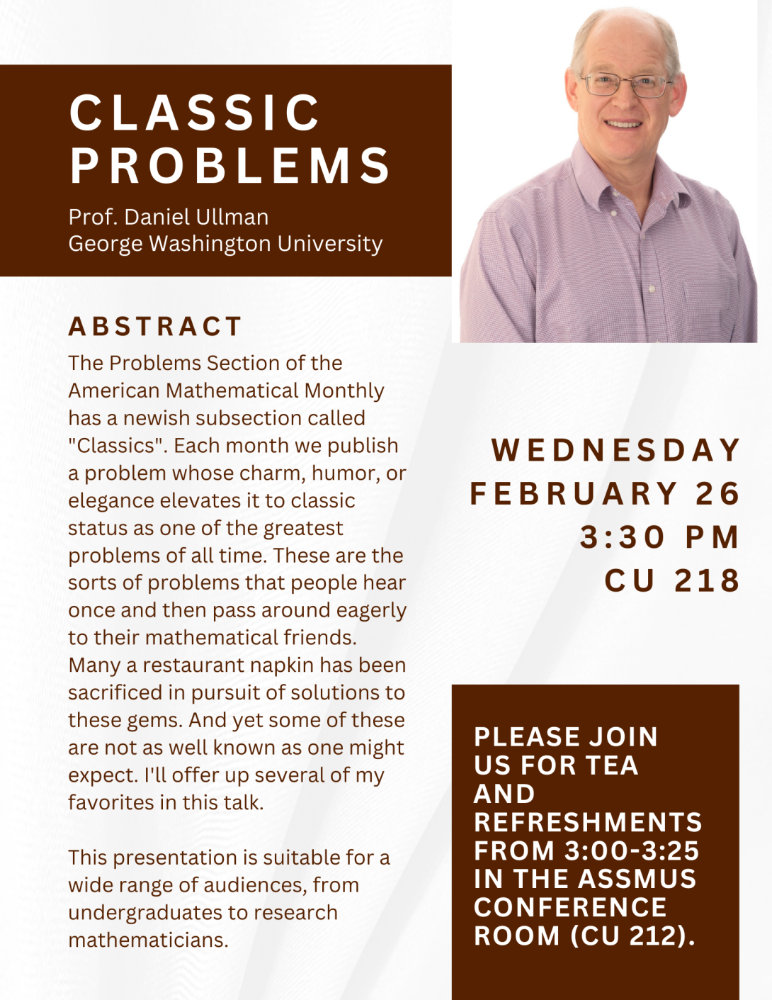 Spring 2025 Department of Mathematics Colloquium - Daniel Ullman | Mathematics